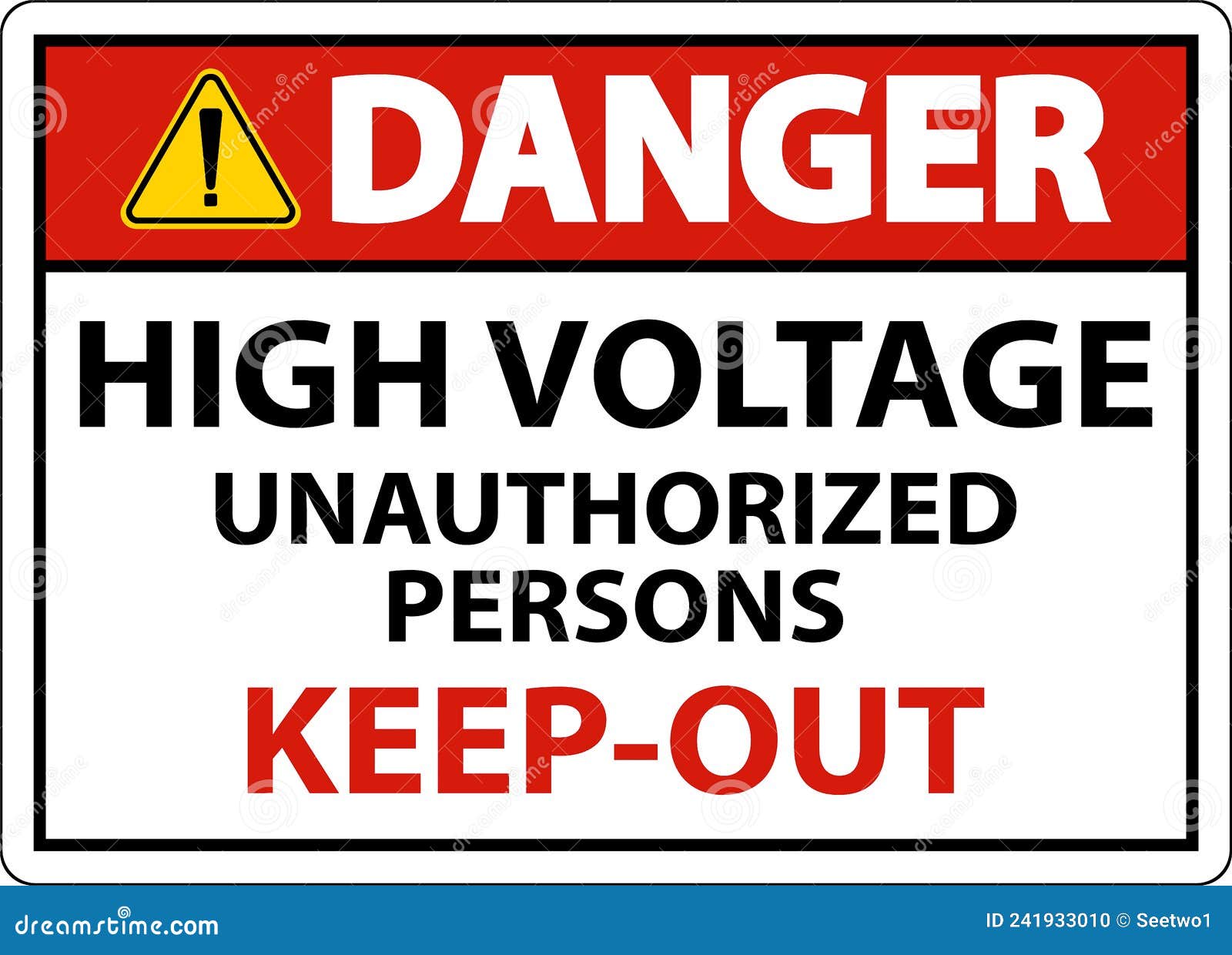 Danger High Voltage Keep Out Sign on White Background Stock Vector ...