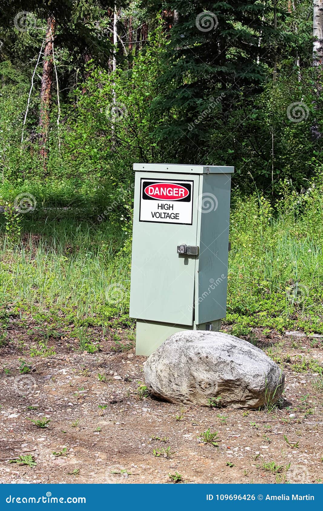 A Danger High Voltage Sign on an Electrical Box Stock Photo - Image of ...