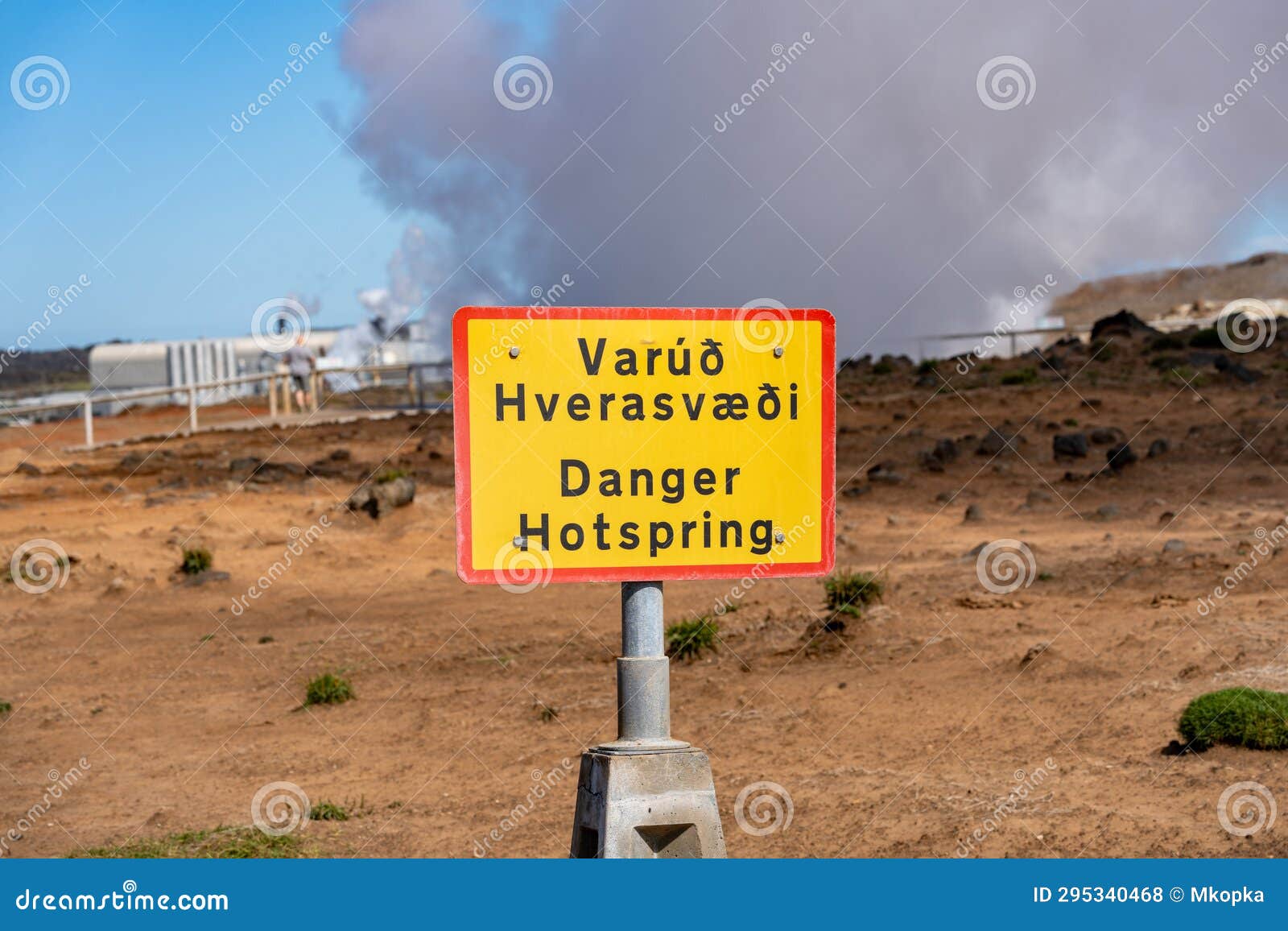 Danger Hot Spring Sign at Gunnuhver Hot Spring Iceland Stock Photo ...