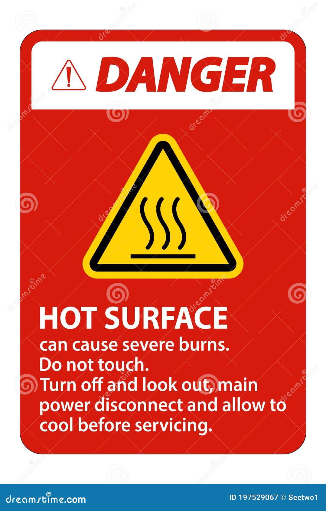 Danger Hot Surface Sign on White Background Stock Vector - Illustration ...