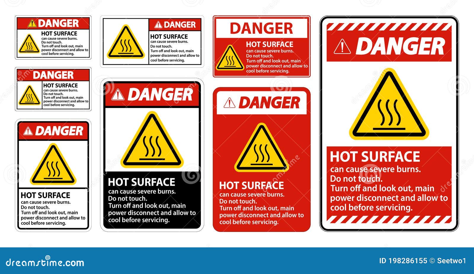 Danger Hot Surface Sign on White Background Stock Vector - Illustration ...