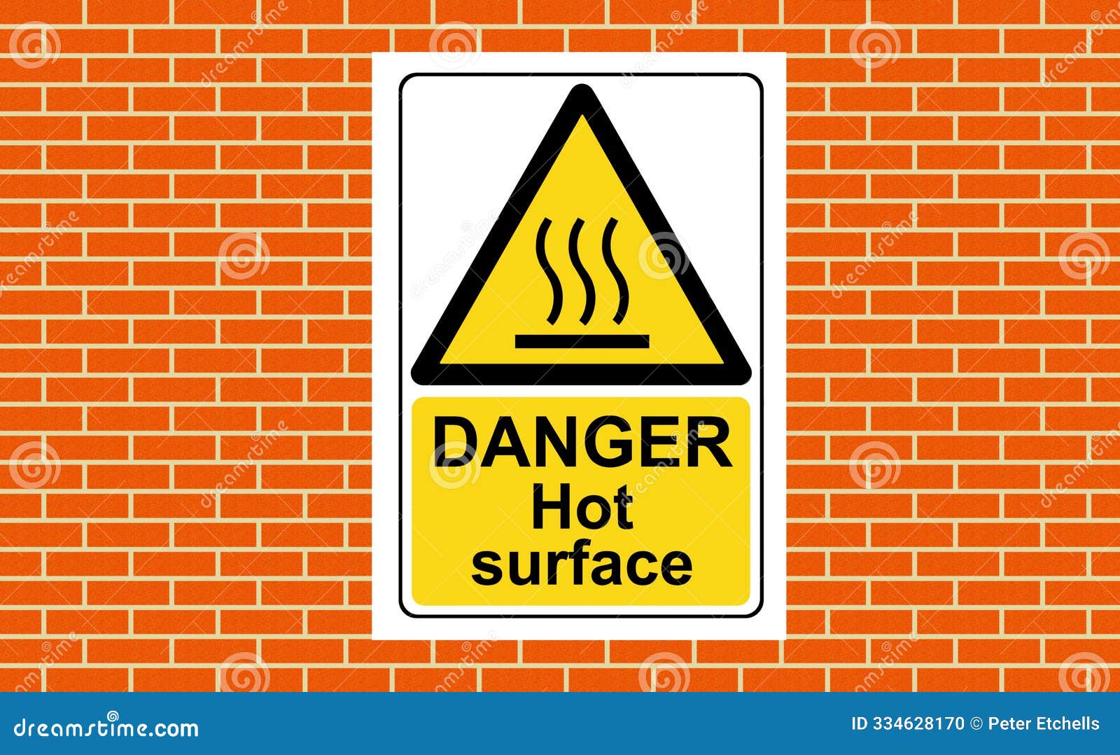 Danger Hot Surface Sign on a Wall on a Wall Stock Photo - Image of sign ...
