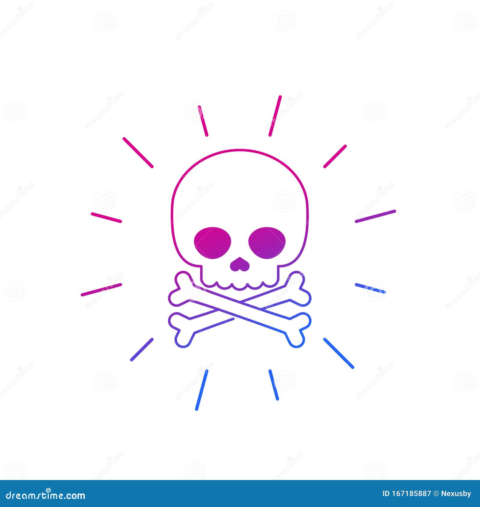 Danger Icon with Skull and Bones, Line Vector Stock Vector ...