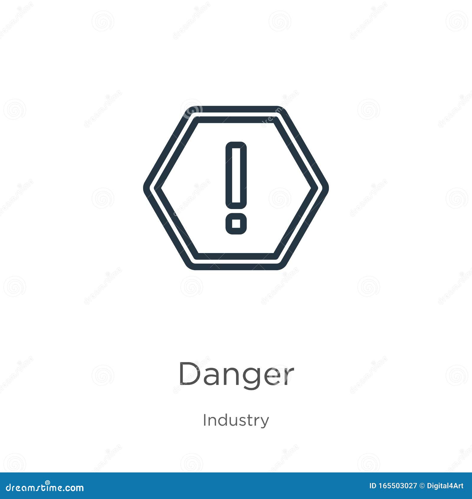 Danger Icon. Thin Linear Danger Outline Icon Isolated on White ...