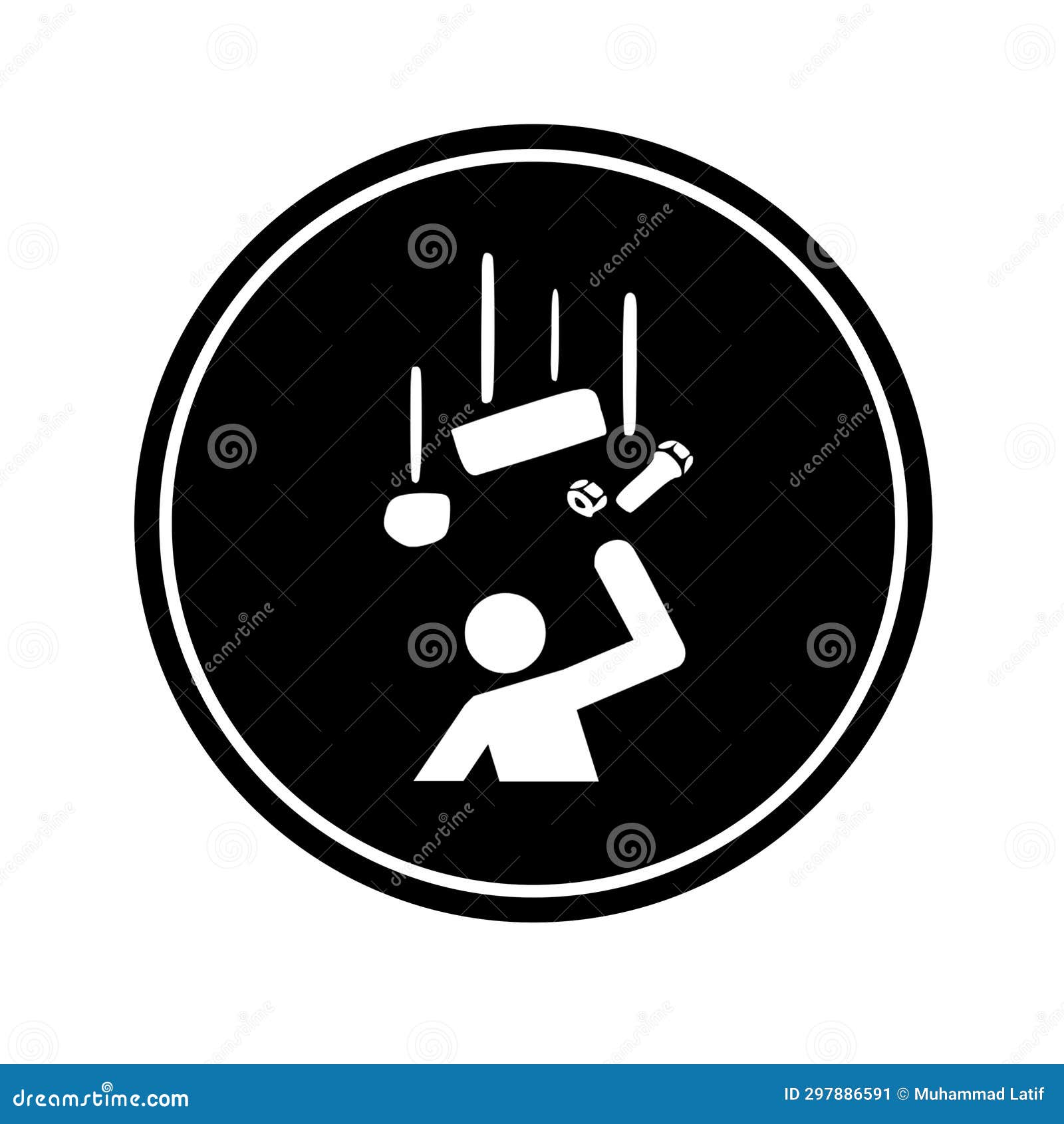 Danger Icon of Tools Falling from Above Stock Illustration ...