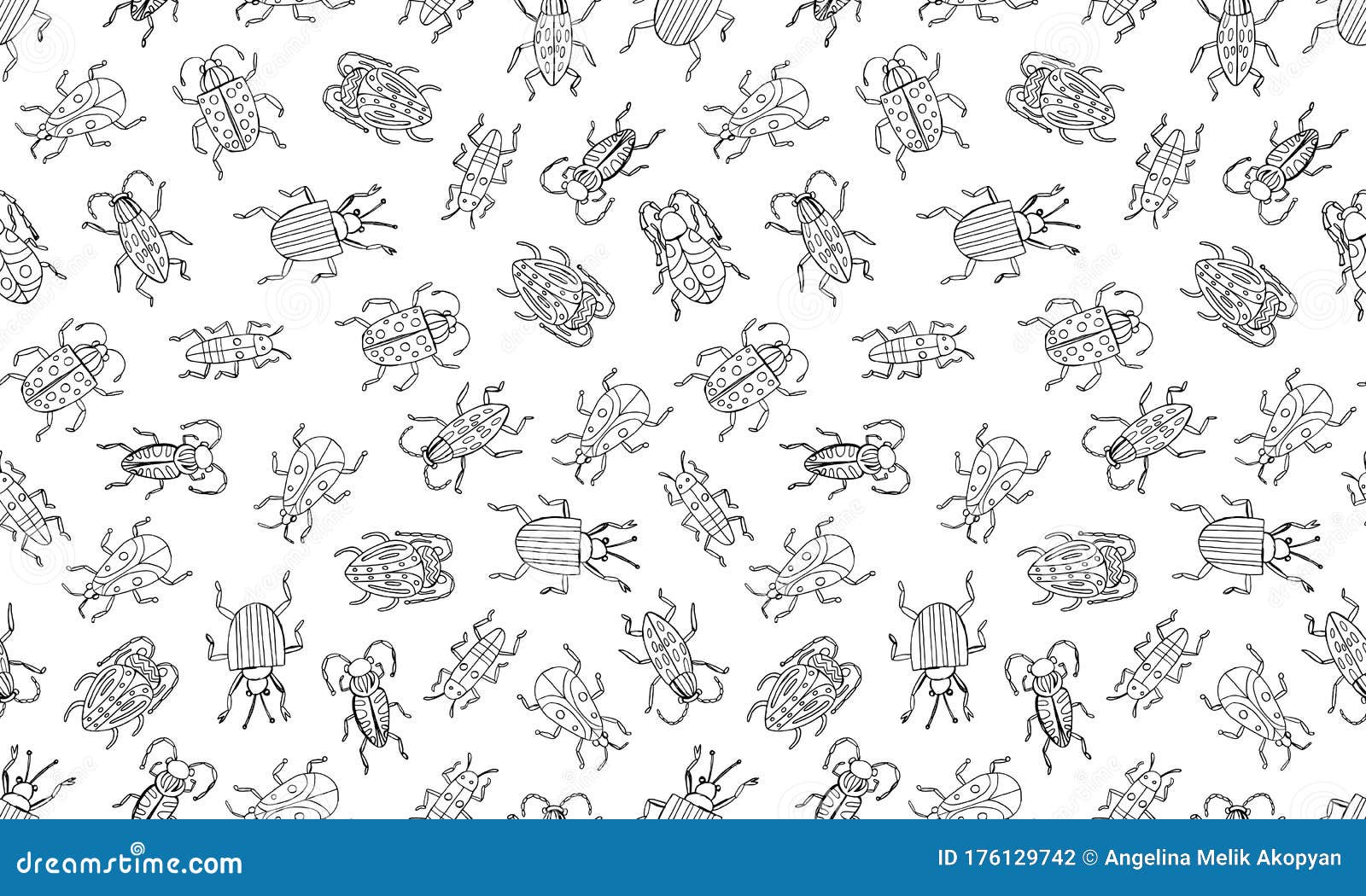 Danger Insect Vector Set. Web Sign Kit of Line Bugs. Beetle Seamless ... Danger Insect Vector Set. Web Sign Kit of Line Bugs. Beetle Seamless ...