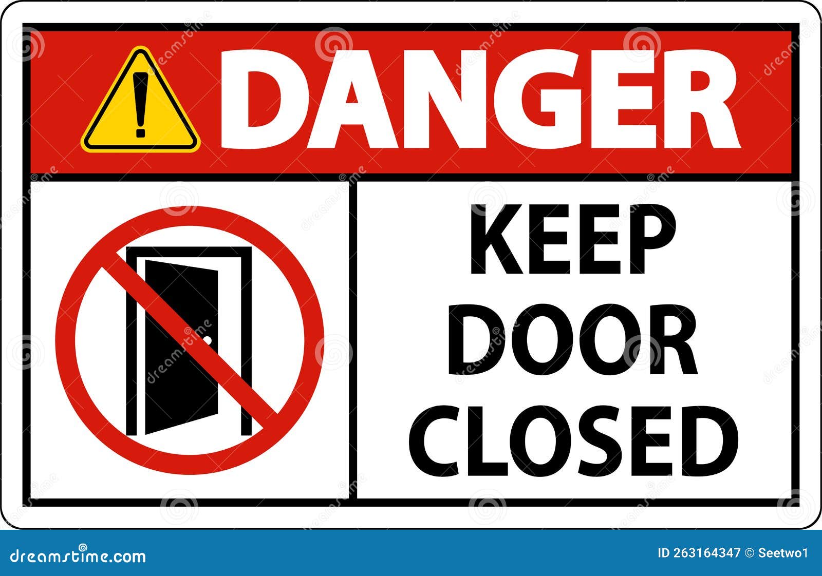 Danger Keep Door Closed Sign on White Background Stock Vector ...