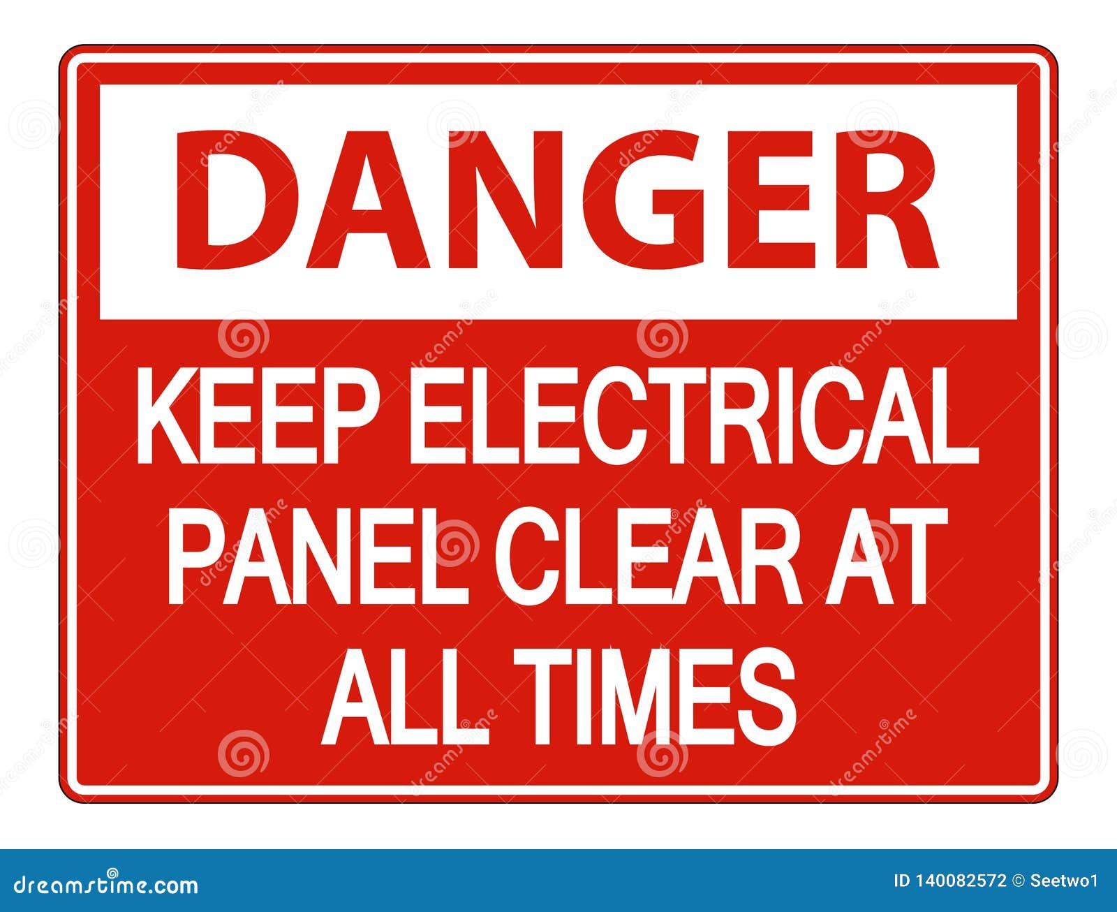 Symbol Danger Keep Electrical Panel Clear at All Times Sign on White ...