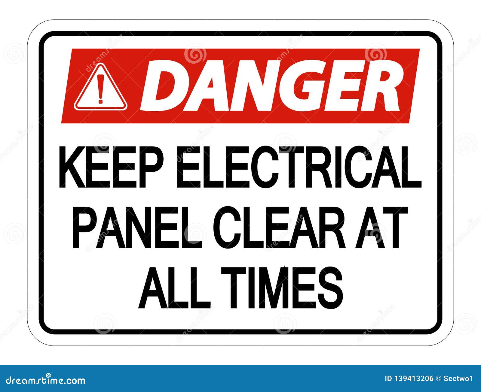 Symbol Danger Keep Electrical Panel Clear at All Times Sign on White ...