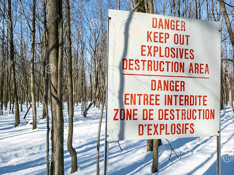 Danger Keep Out Explosives Destruction Area Stock Photo - Image of ...