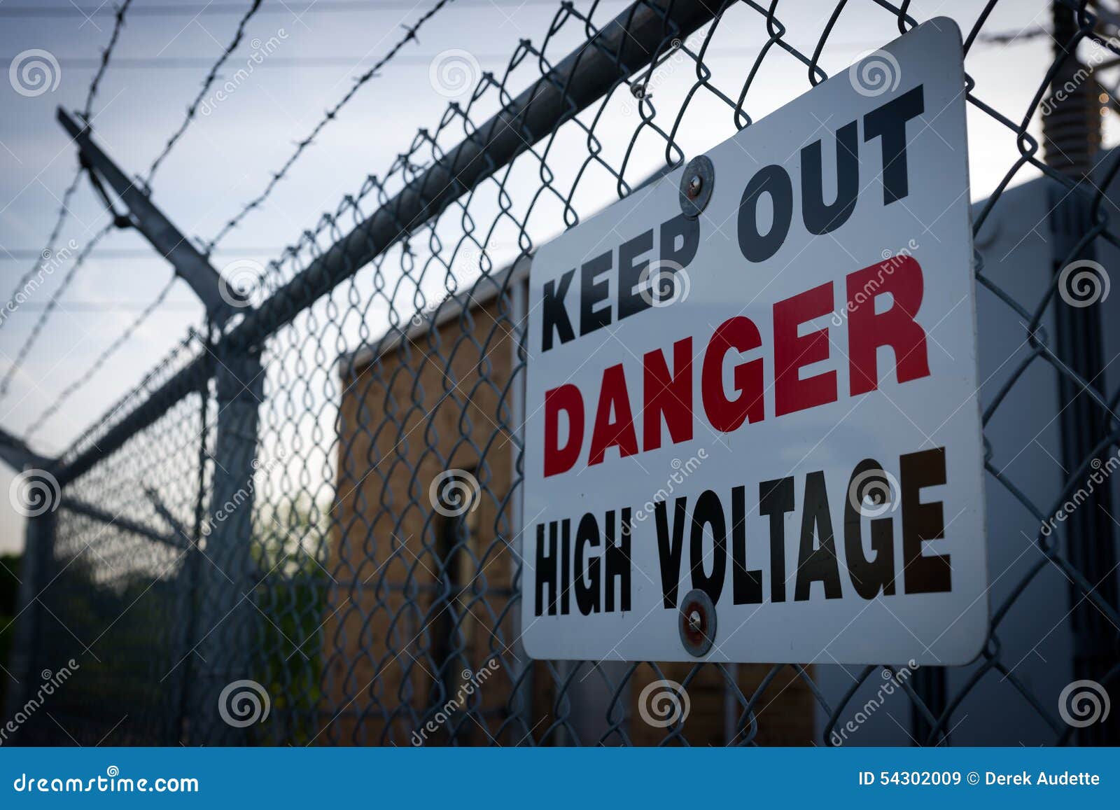 Danger Keep Out High Voltage Sign on Barbed Wire Fence Stock Image ...