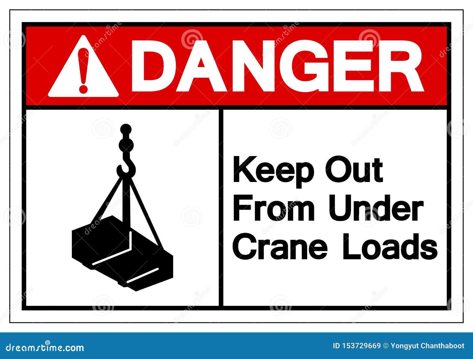 Danger Keep Out From Under Crane Loads Symbol Sign, Vector Illustration ...