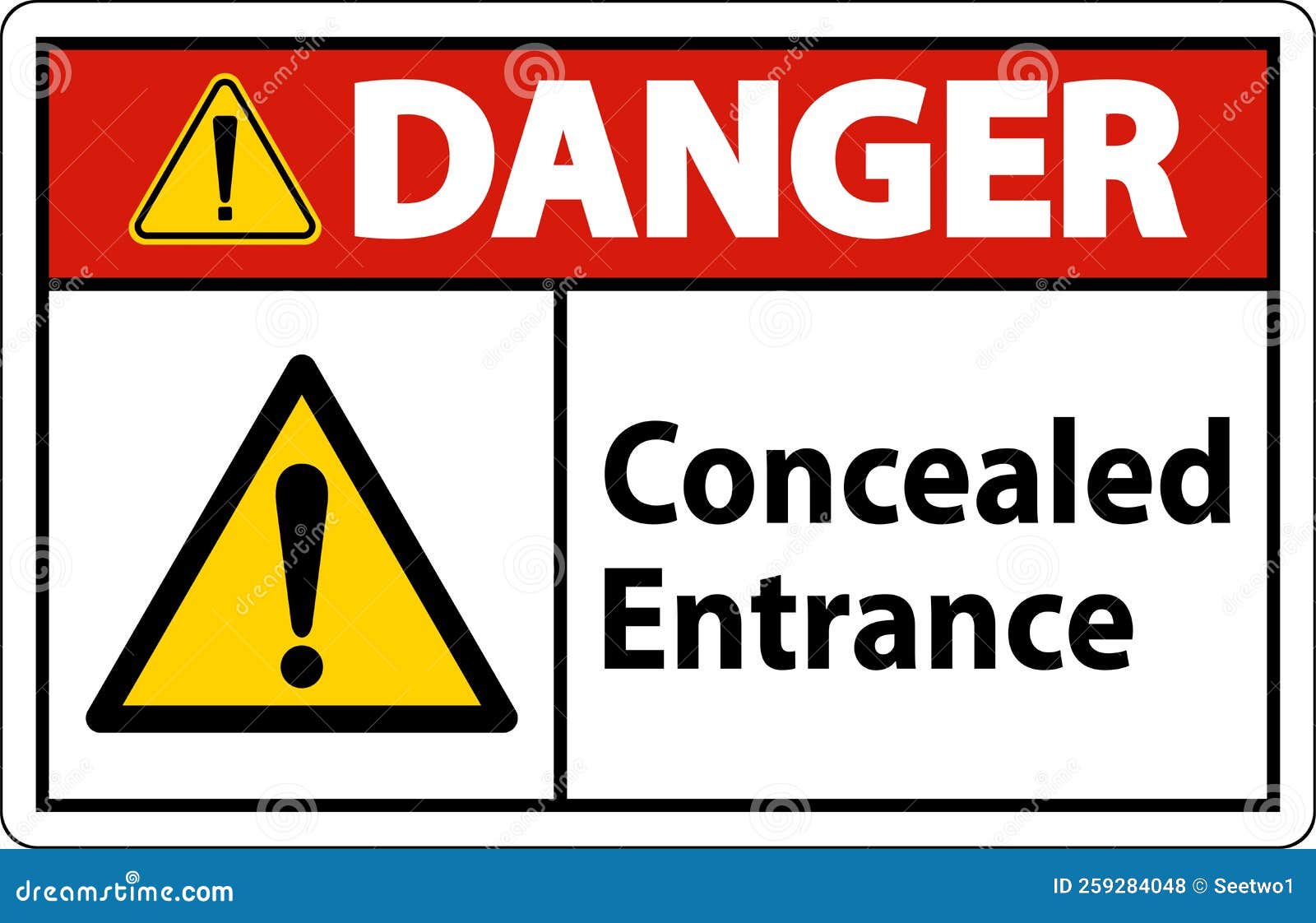 Danger Label Concealed Entrance Sign on White Background Stock Vector ...