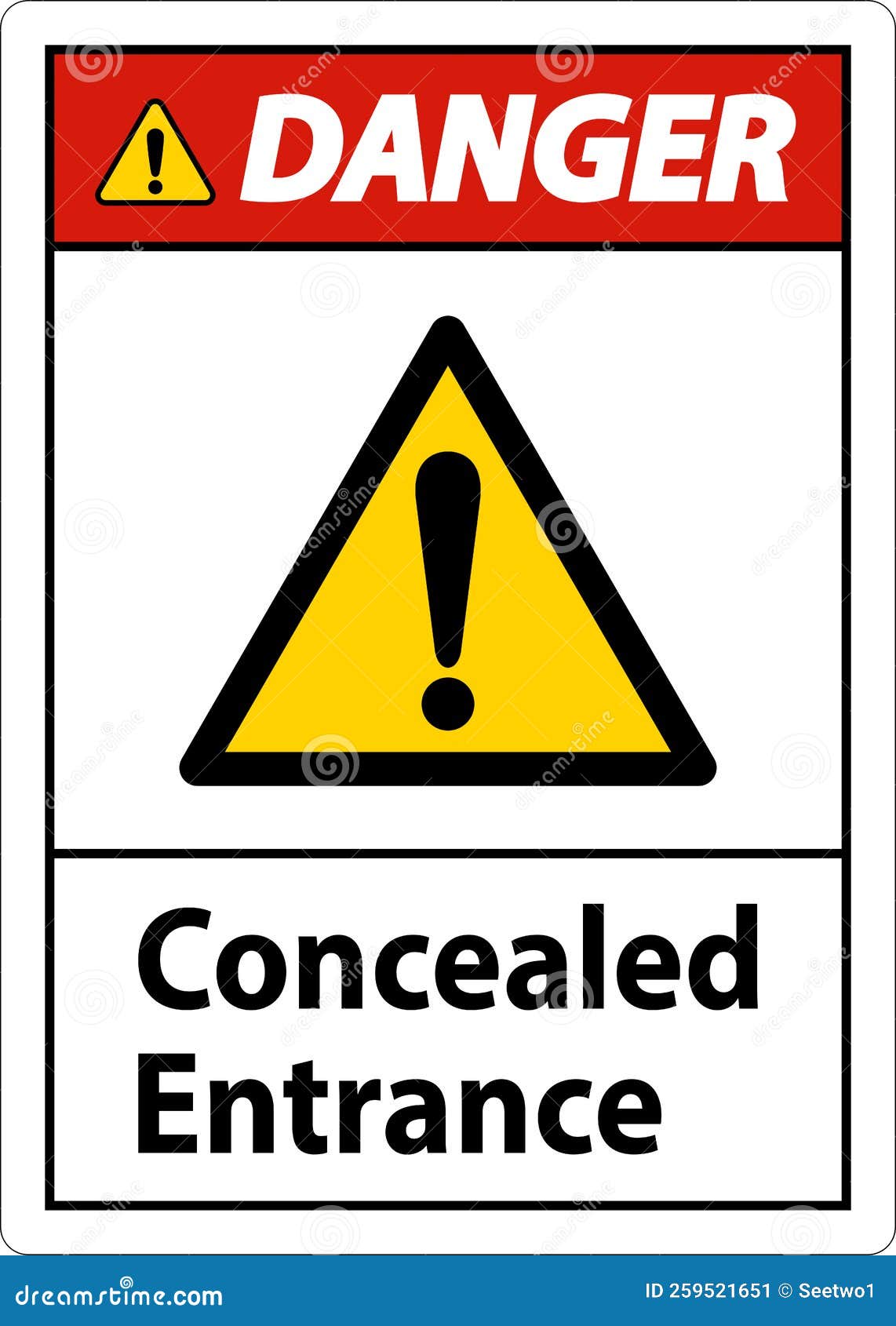 Danger Label Concealed Entrance Sign on White Background Stock Vector ...