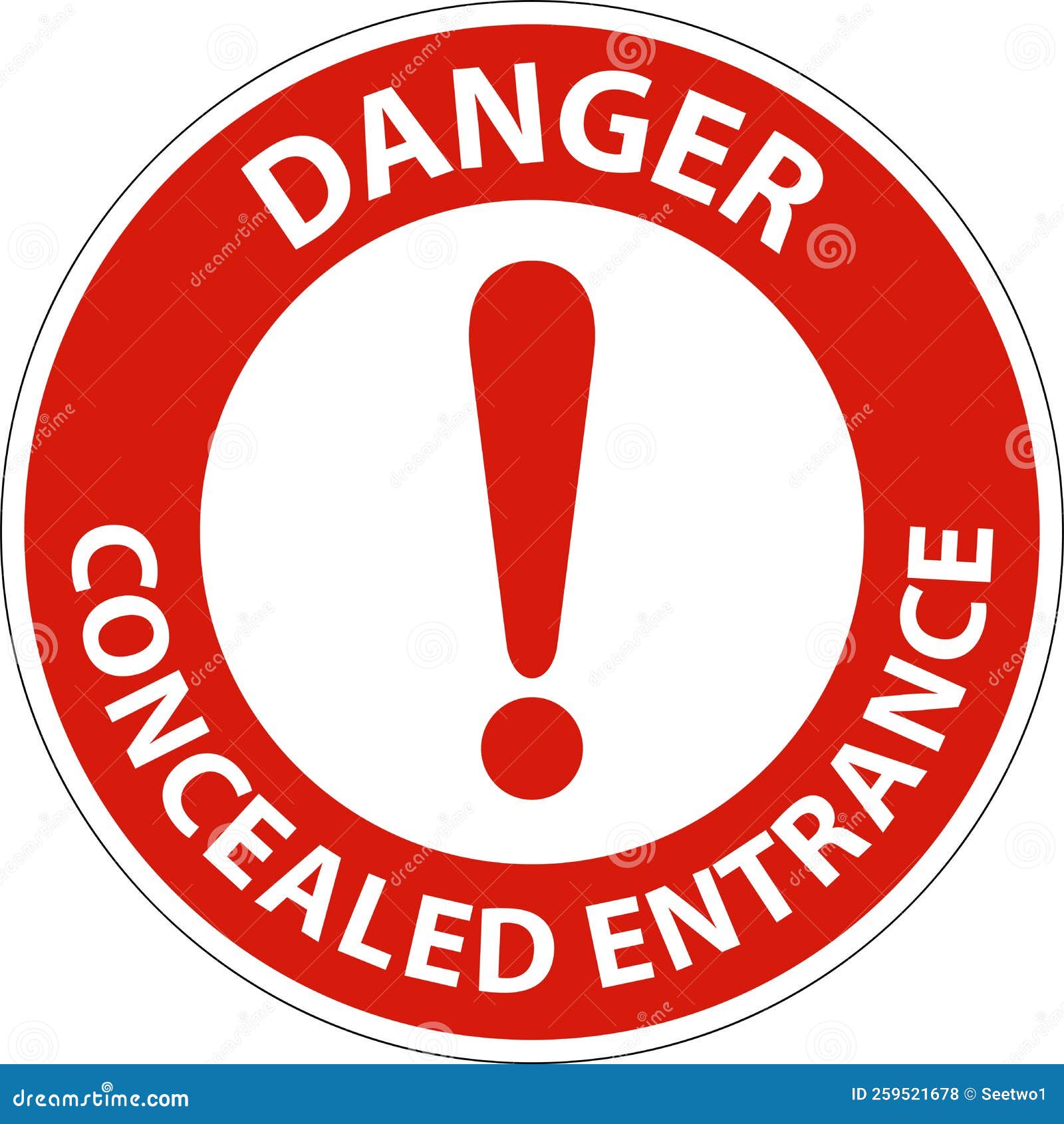 Danger Label Concealed Entrance Sign on White Background Stock Vector ...