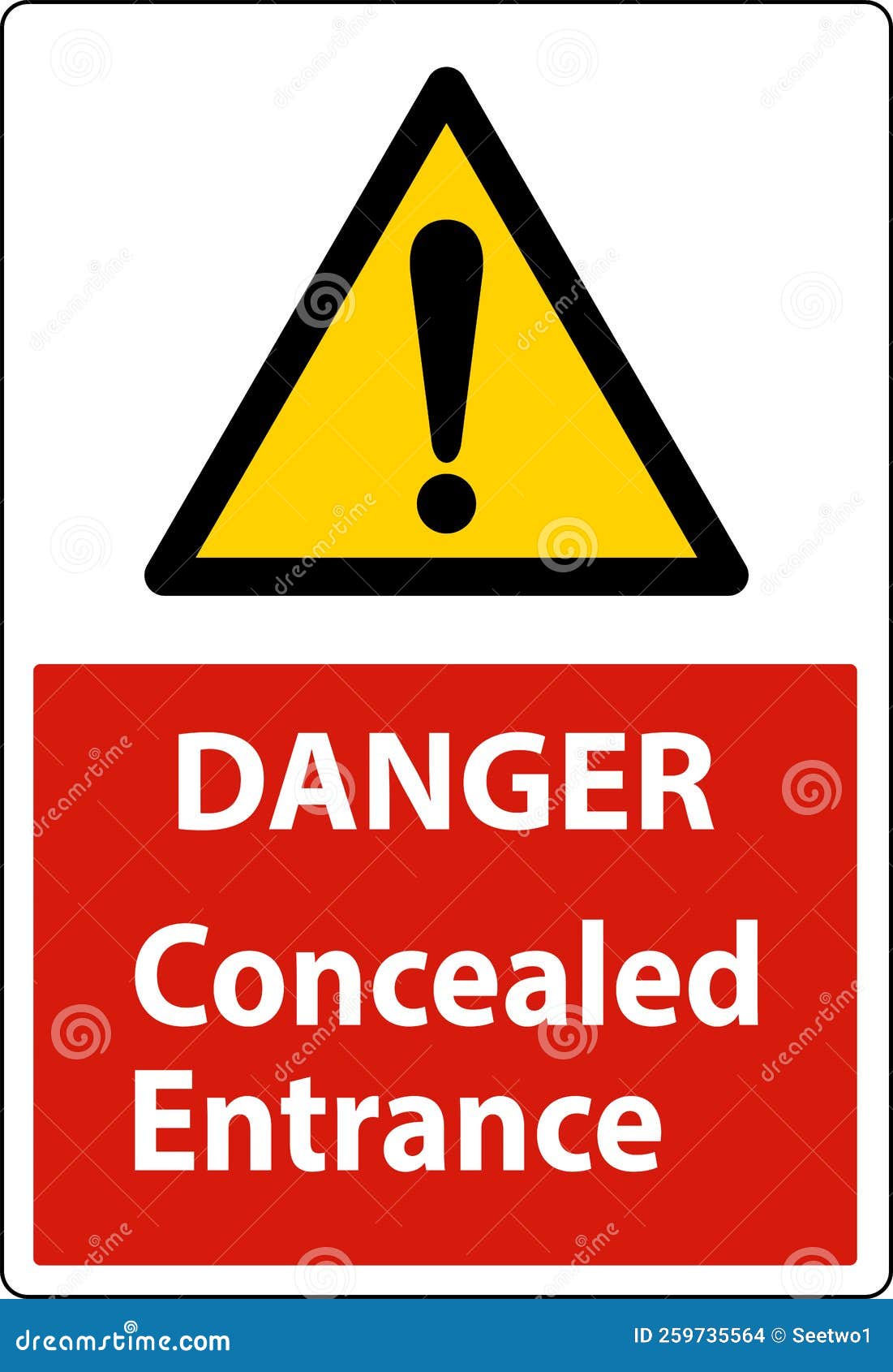 Danger Label Concealed Entrance Sign on White Background Stock Vector ...