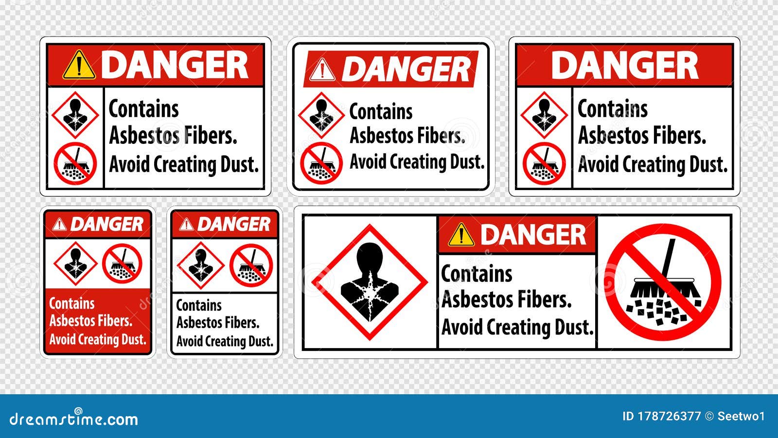 Danger Label Contains Asbestos Fibers,Avoid Creating Dust Stock Vector ...