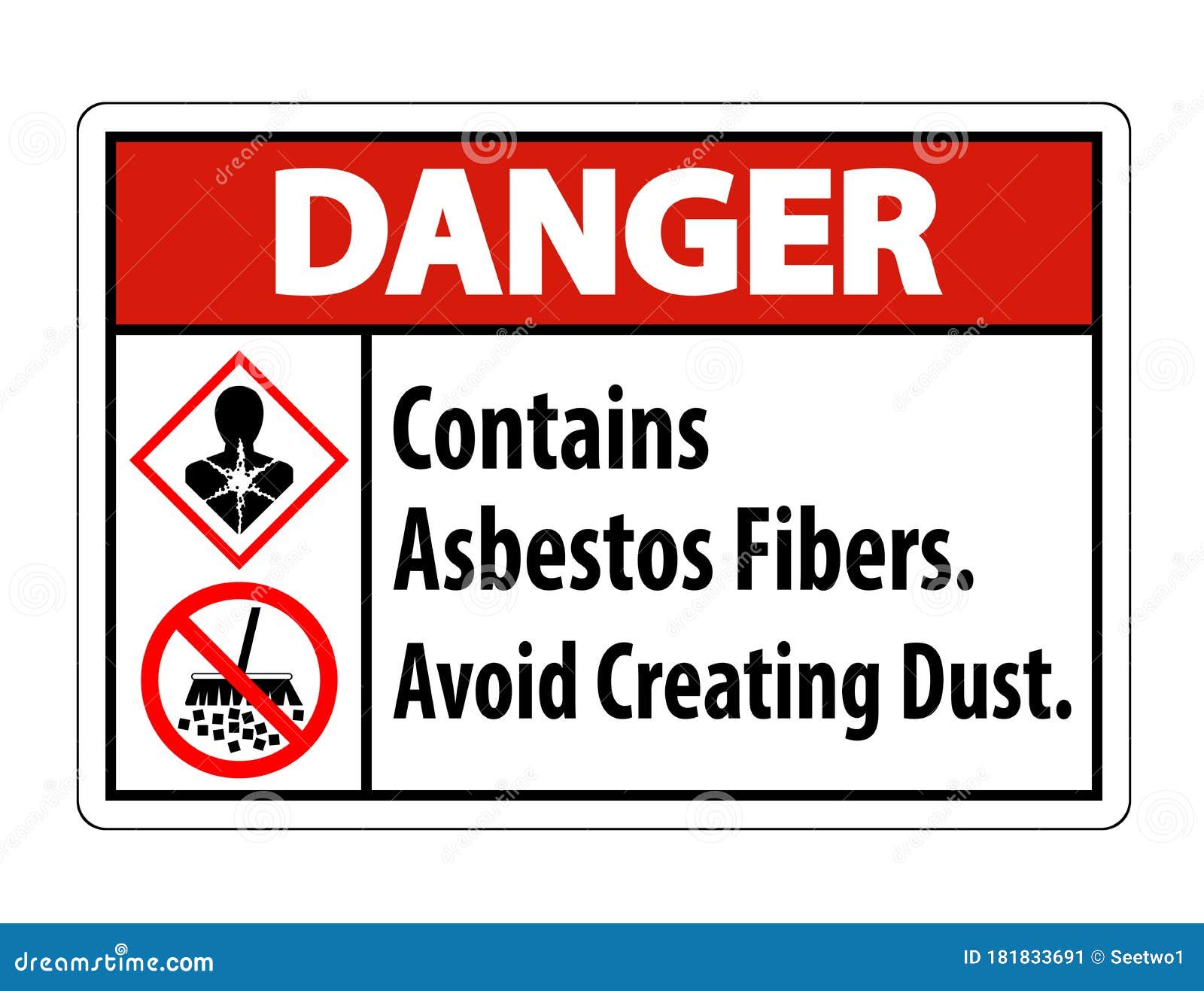 Danger Label Contains Asbestos Fibers,Avoid Creating Dust Stock Vector ...