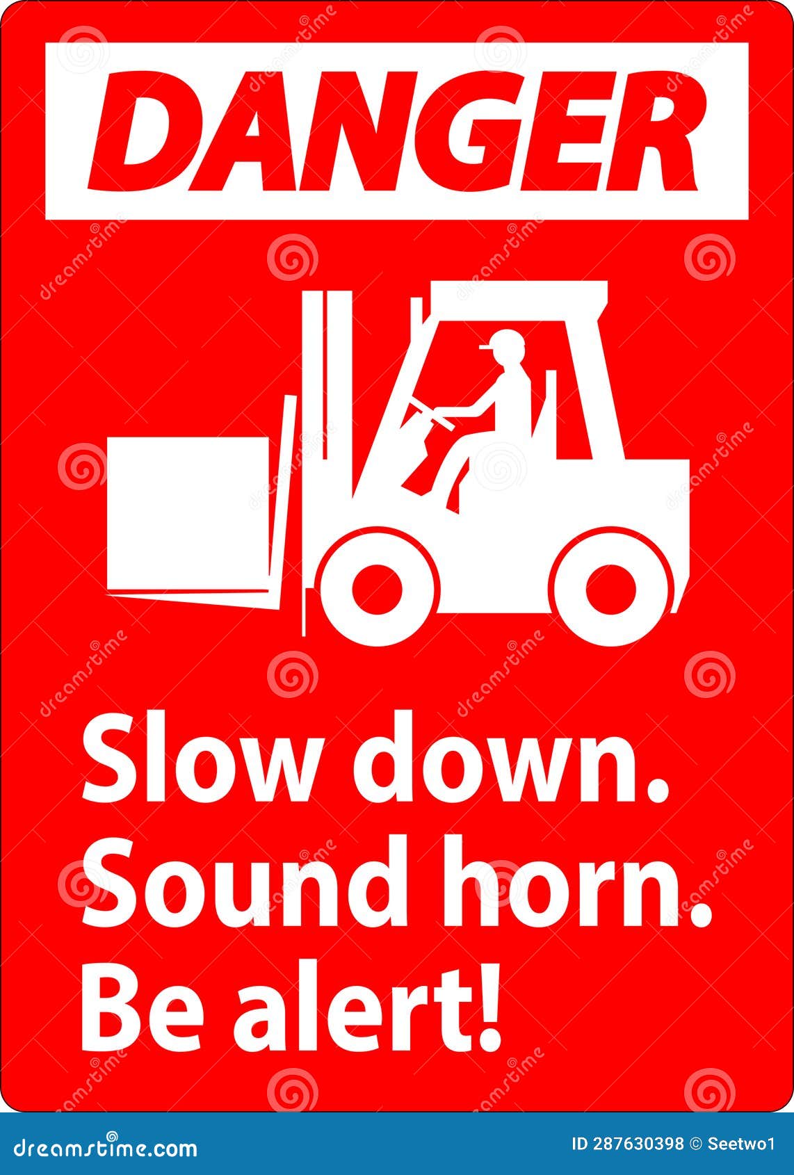 Danger Label Slow Down Sound Horn Be Alert Stock Vector - Illustration ...