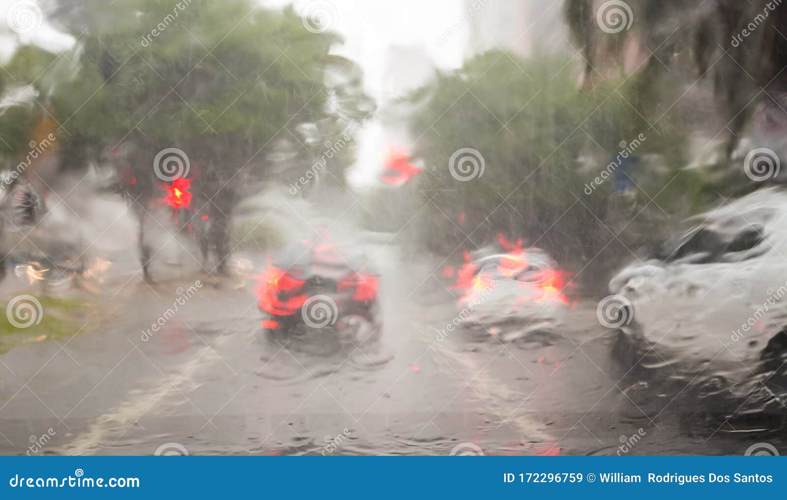 The Danger of Lack of Visibility in Traffic on Rainy Days Stock Image ...