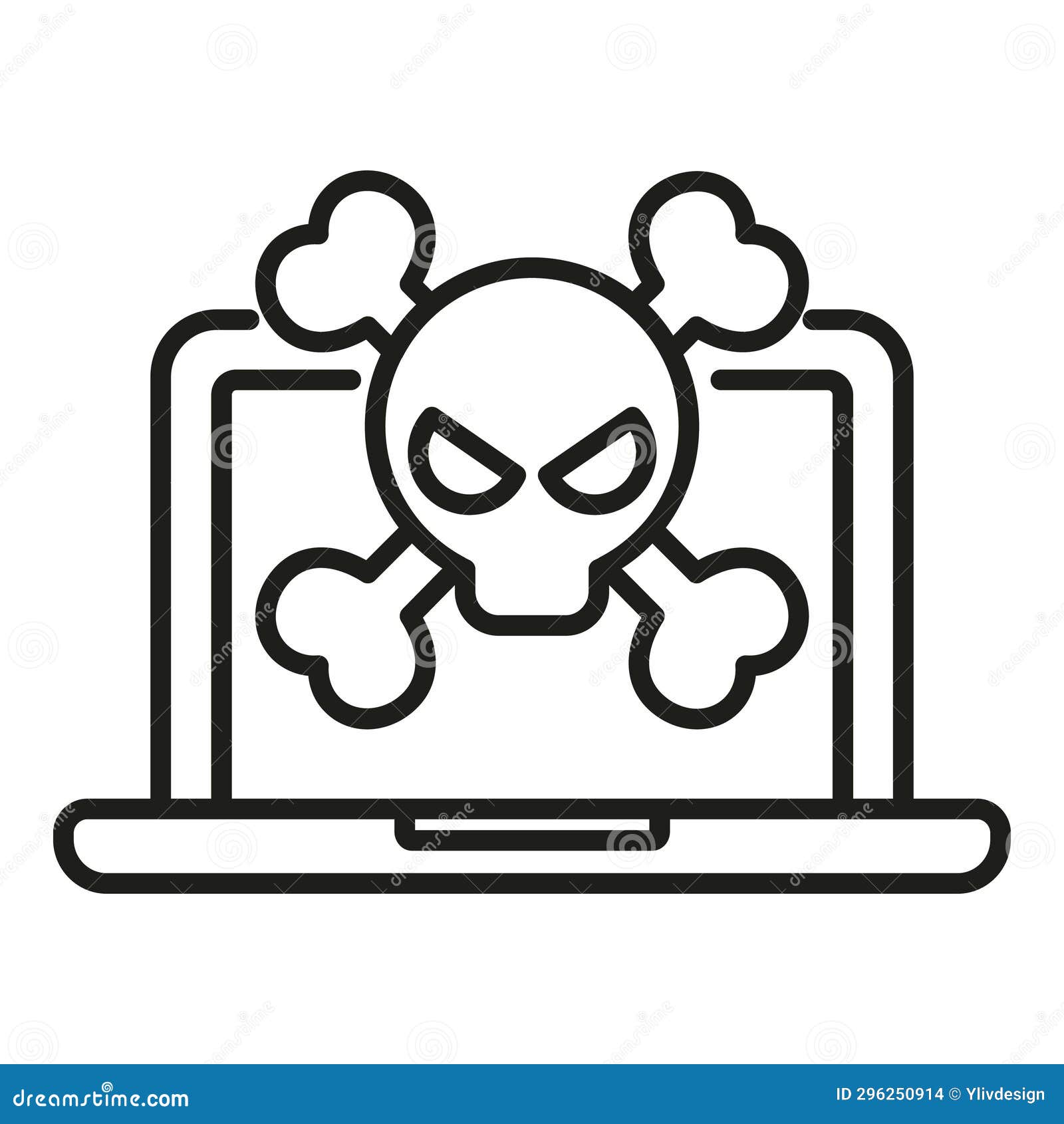 Danger Laptop Virus Icon Outline Vector. Digital Desktop Stock Vector ...