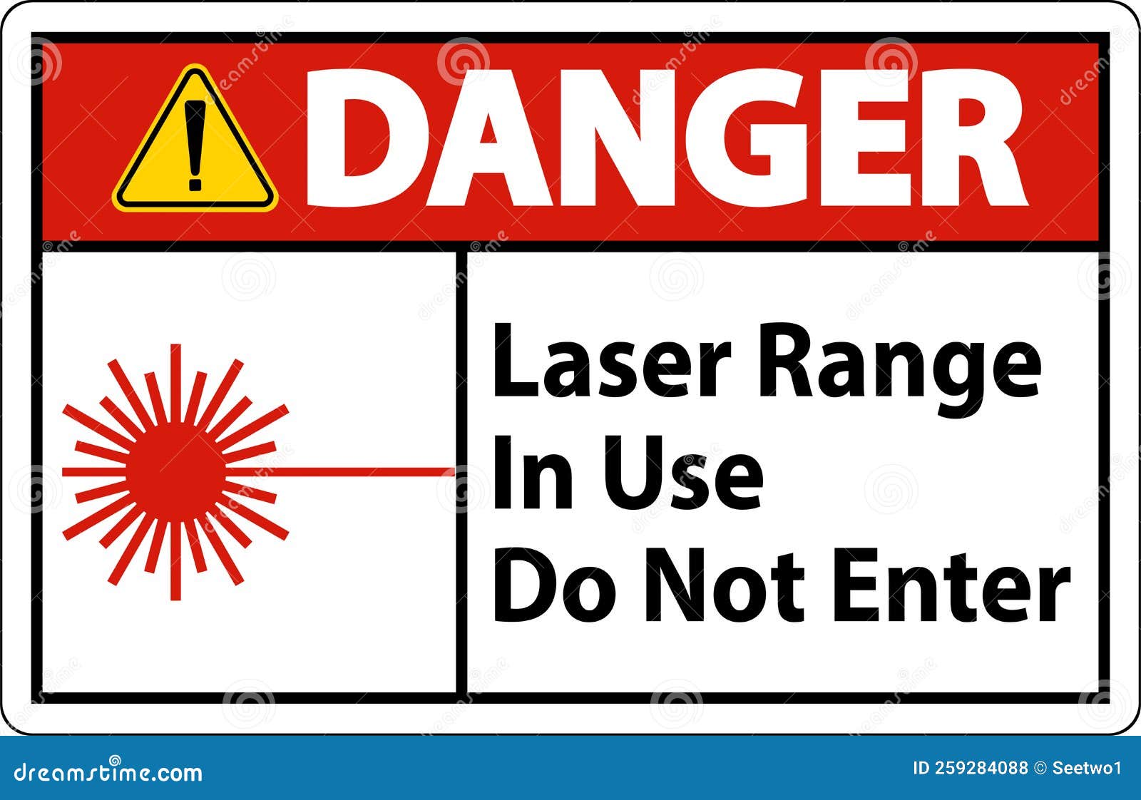 Danger Laser Range in Use Do Not Enter Sign Stock Vector - Illustration ...