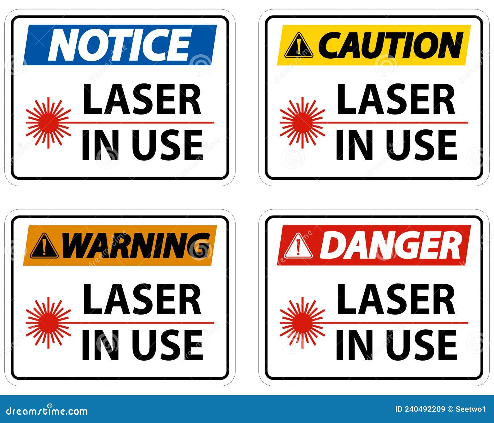 Danger Laser in Use Symbol Sign on White Background Stock Vector ...