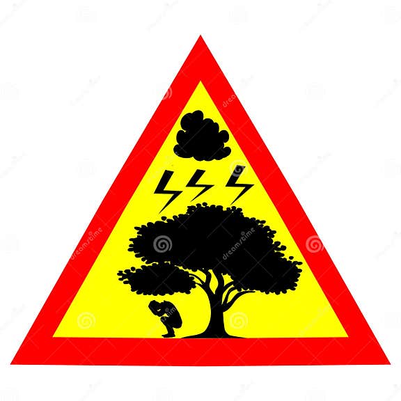 Danger Lightning Risk Under Tree during Storm Vector Graphics ...