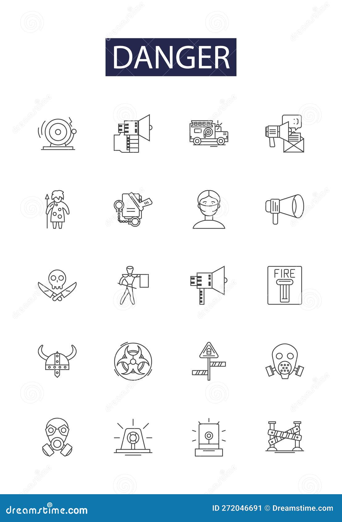 Danger Line Vector Icons and Signs. Hazard, Risk, Menace, Threat ... Danger Line Vector Icons and Signs. Hazard, Risk, Menace, Threat ...