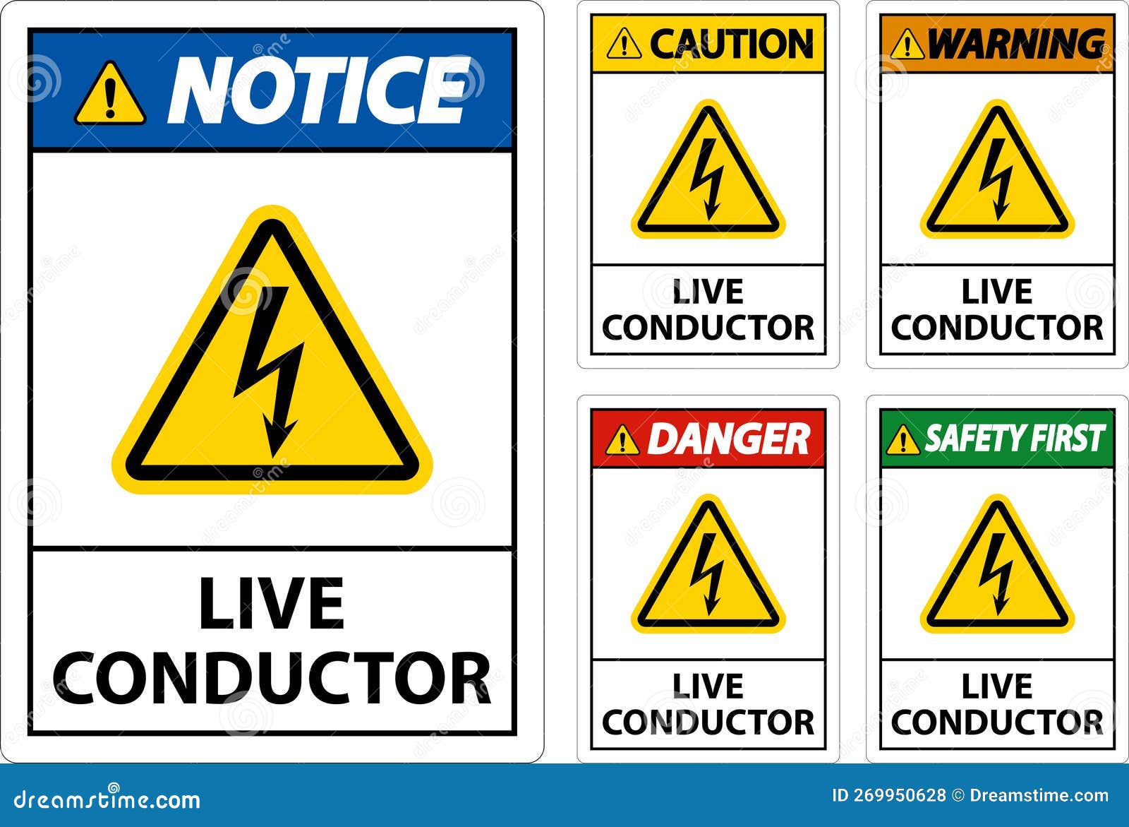Danger Live Conductor Sign on White Background Stock Vector ...