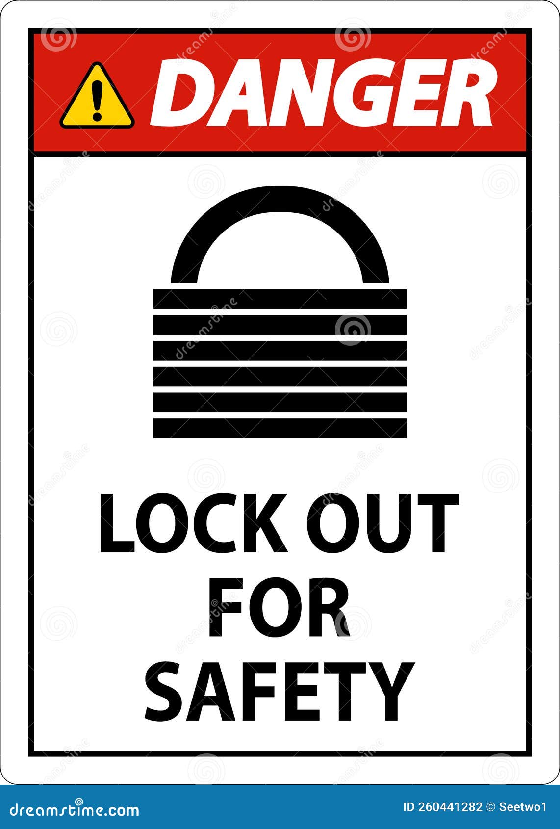 Danger Lock Out Label Sign on White Background Stock Vector ...
