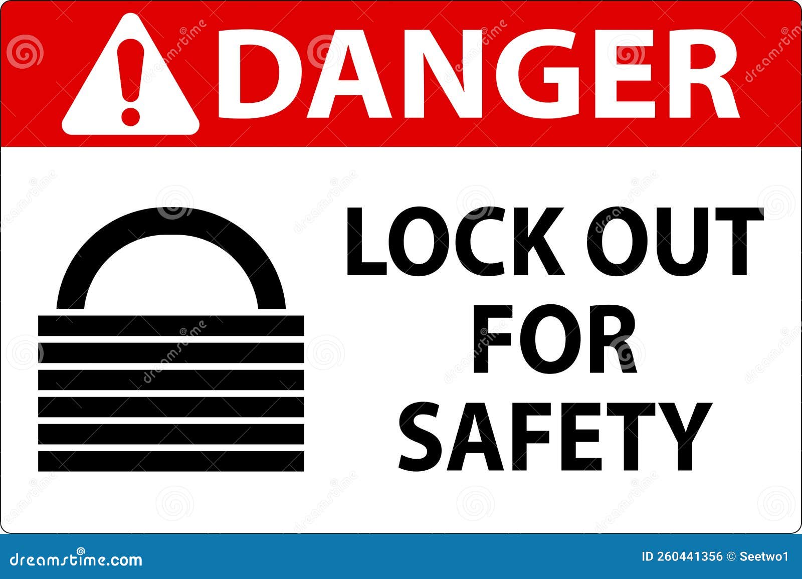 Danger Lock Out Label Sign on White Background Stock Vector ...
