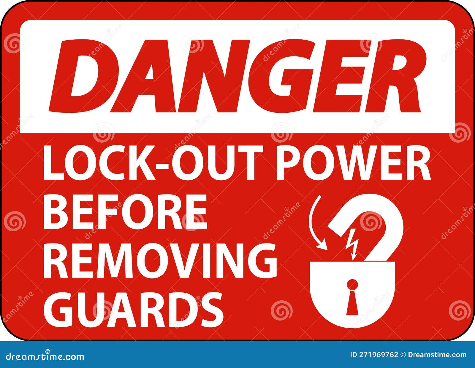 Danger Lock-Out Power Label on White Background Stock Vector ...