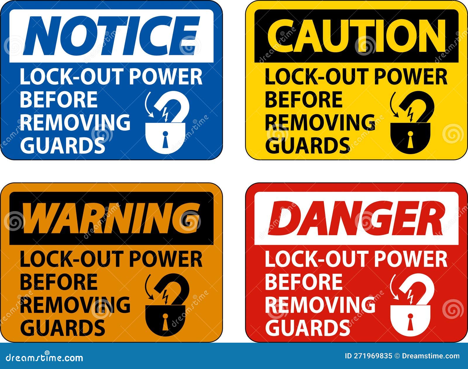 Danger Lock-Out Power Label on White Background Stock Vector ...