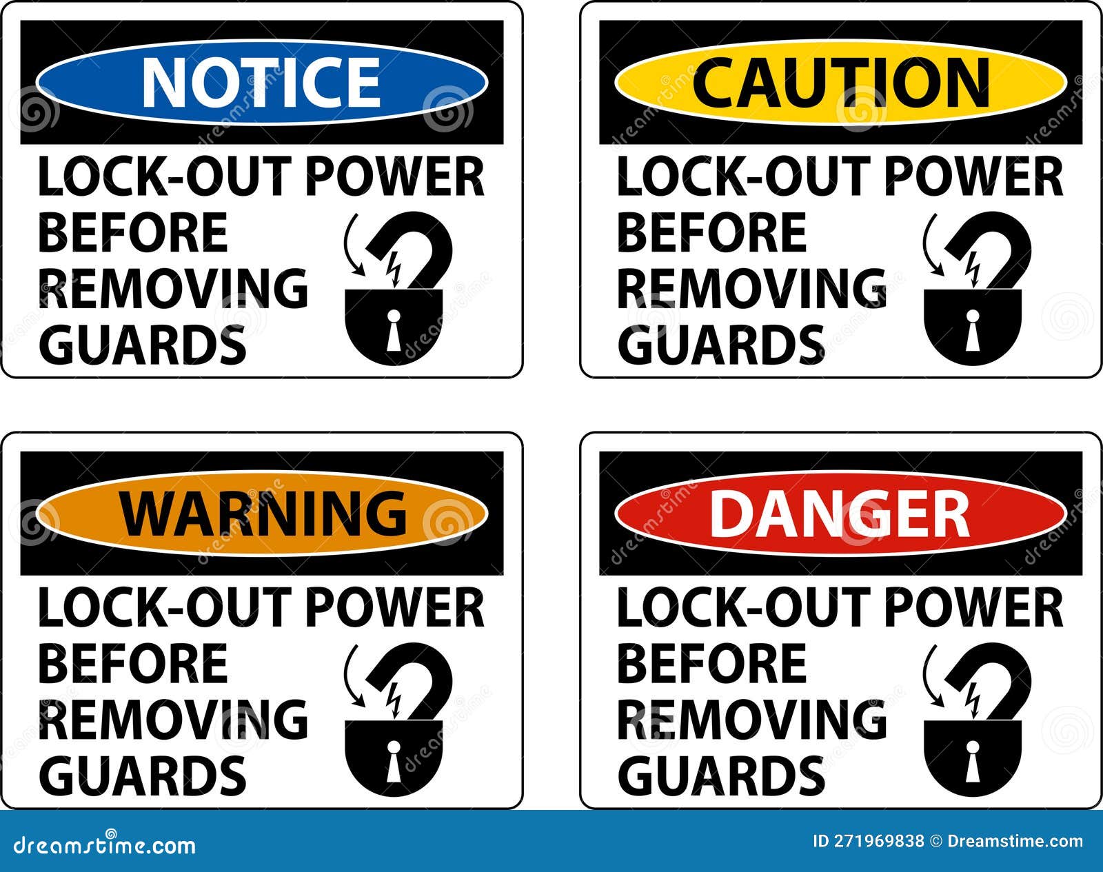 Danger Lock-Out Power Label on White Background Stock Vector ...
