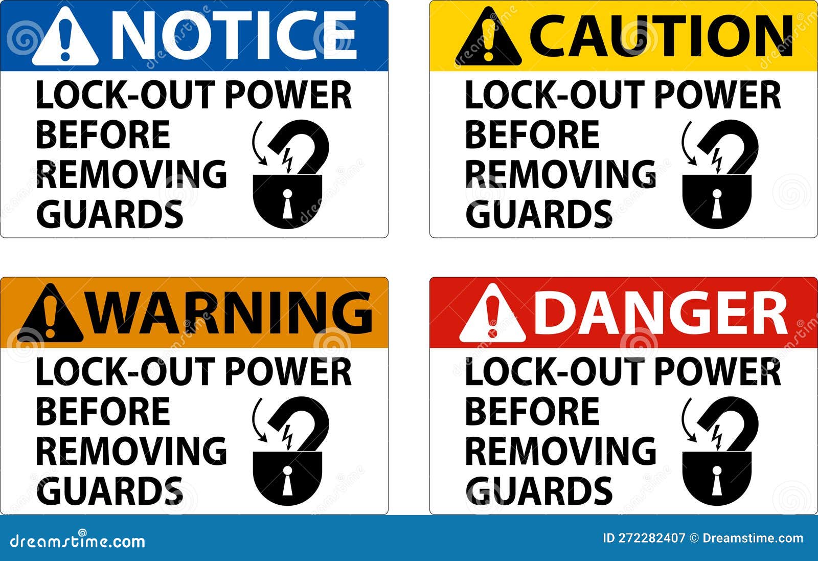 Danger Lock-Out Power Label on White Background Stock Vector ...