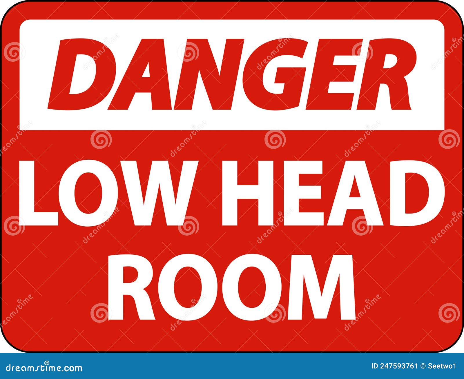 Danger Low Head Room Sign on White Background Stock Vector ...