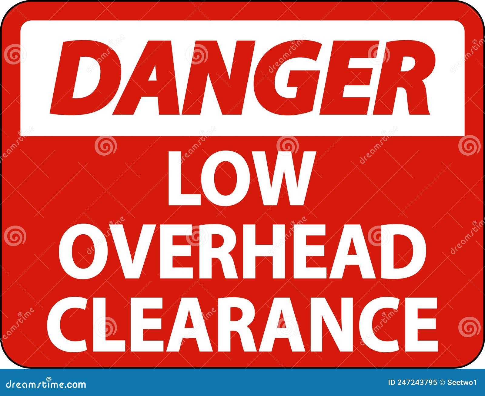Danger Low Overhead Clearance Sign on White Background Stock Vector ...