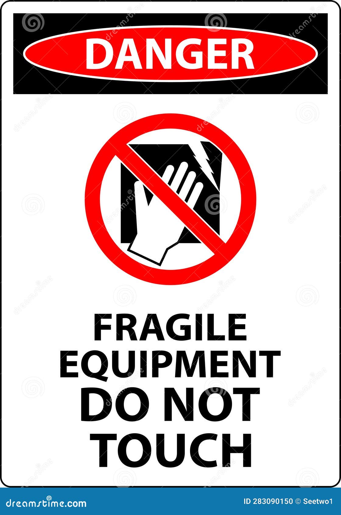Danger Machine Sign Fragile Equipment, Do Not Touch Stock Vector ...