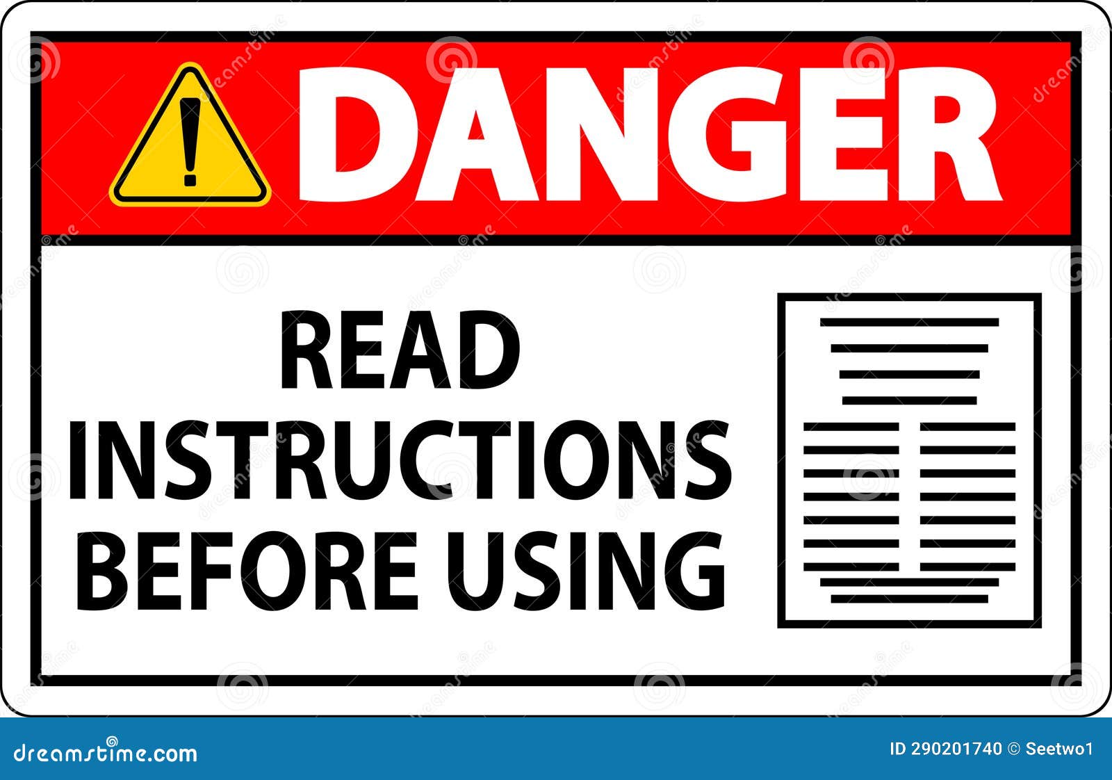 Danger Machine Sign Read Instructions before Using Stock Vector ...