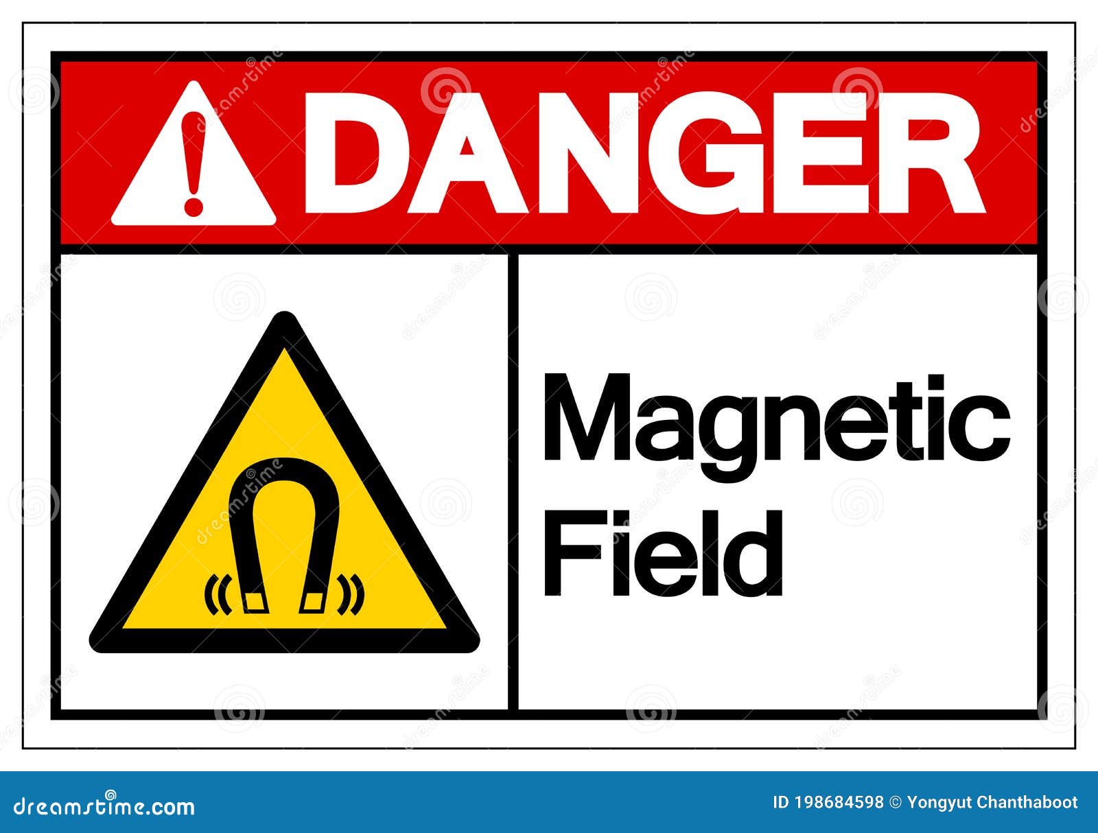Danger Magnetic Field Symbol Sign, Vector Illustration, Isolate on ...
