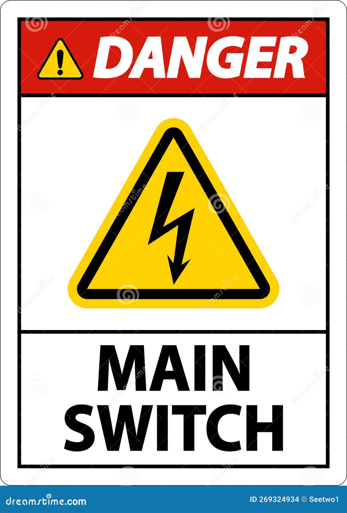 Danger Main Switch Sign on White Background Stock Vector - Illustration ...