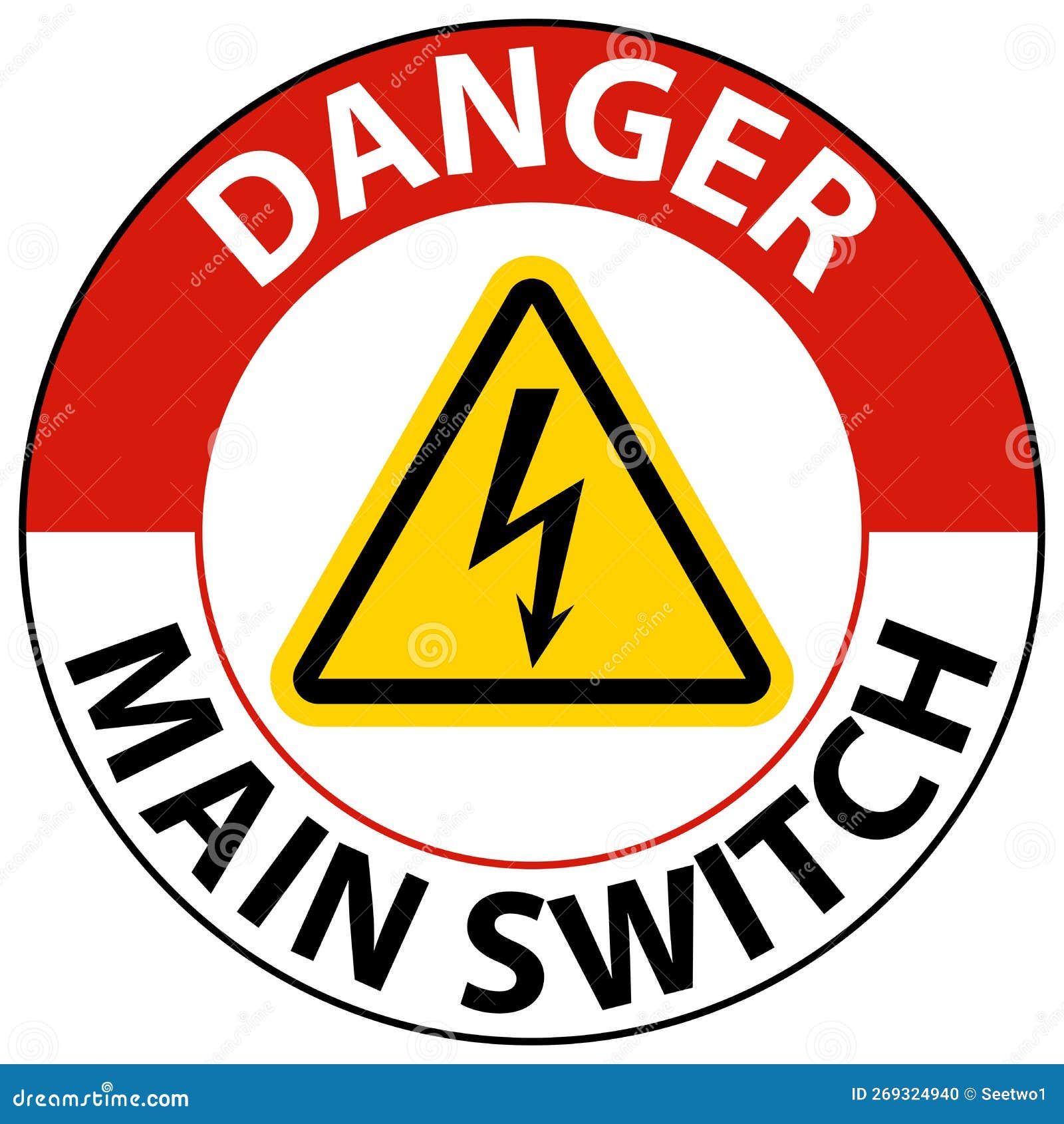 Danger Main Switch Sign on White Background Stock Vector - Illustration ...