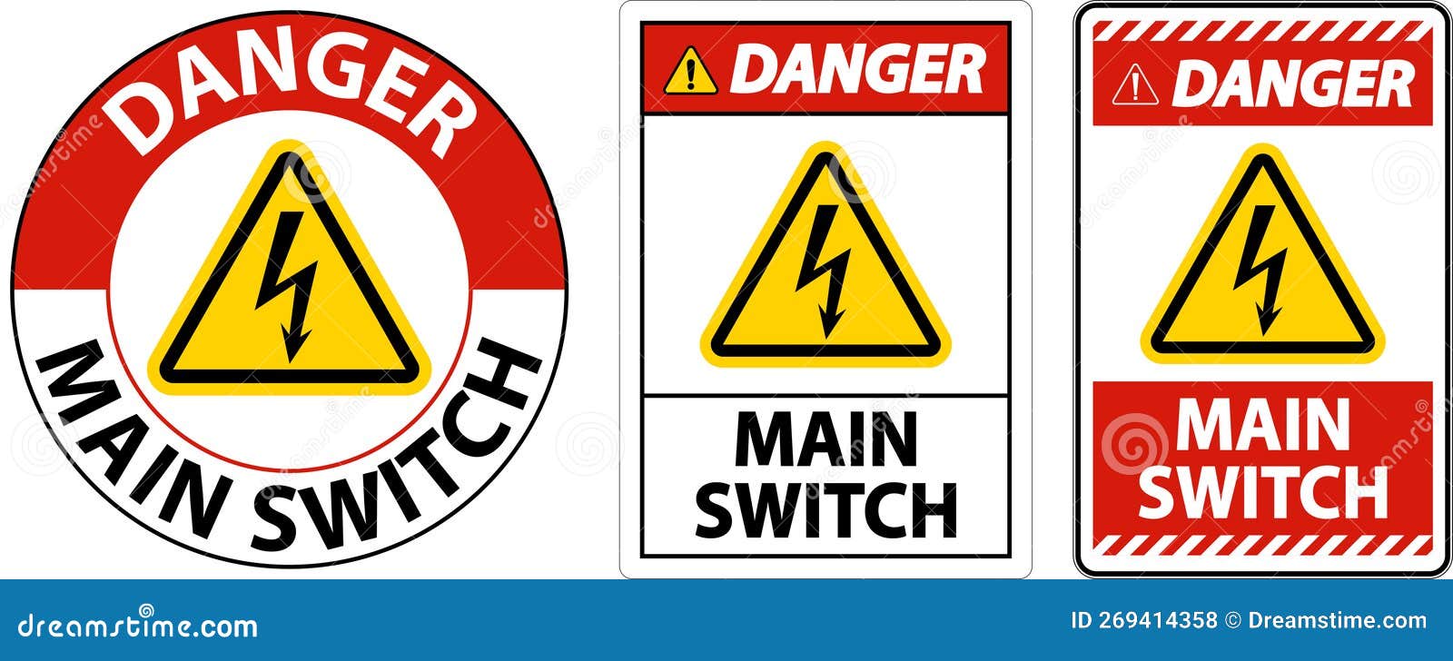 Danger Main Switch Sign on White Background Stock Vector - Illustration ...