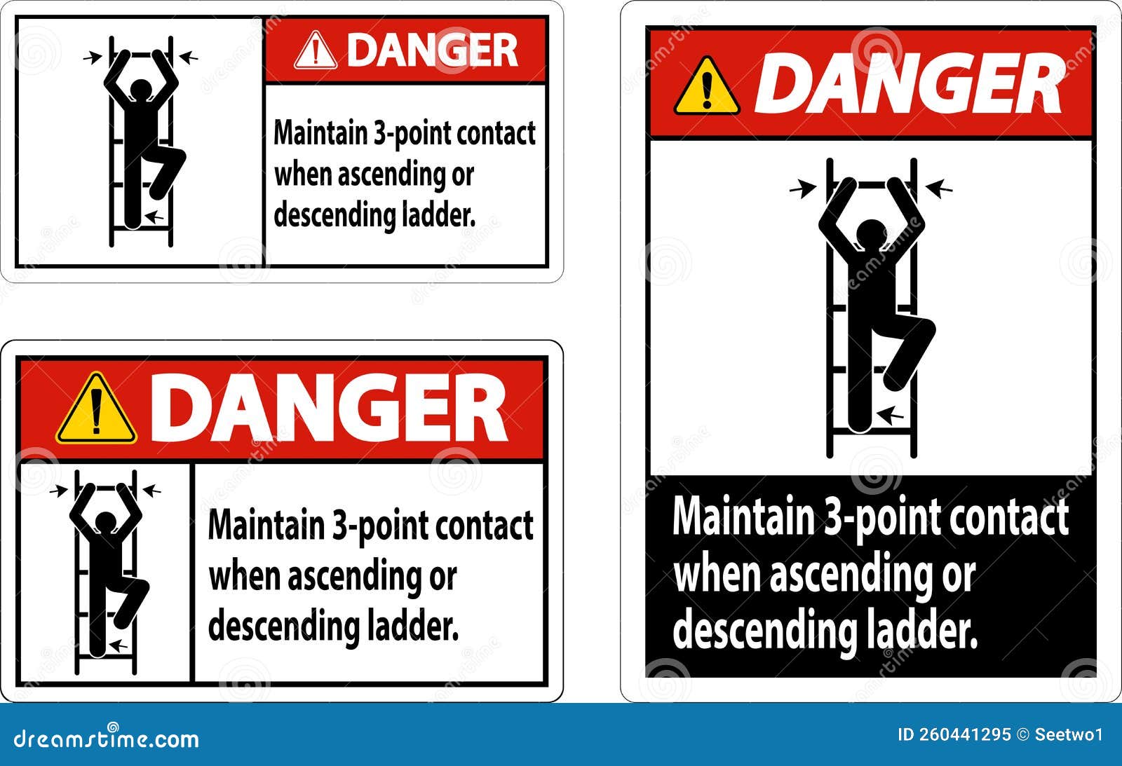 Danger Maintain 3 Point Contact when Ascending or Descending Ladder ...