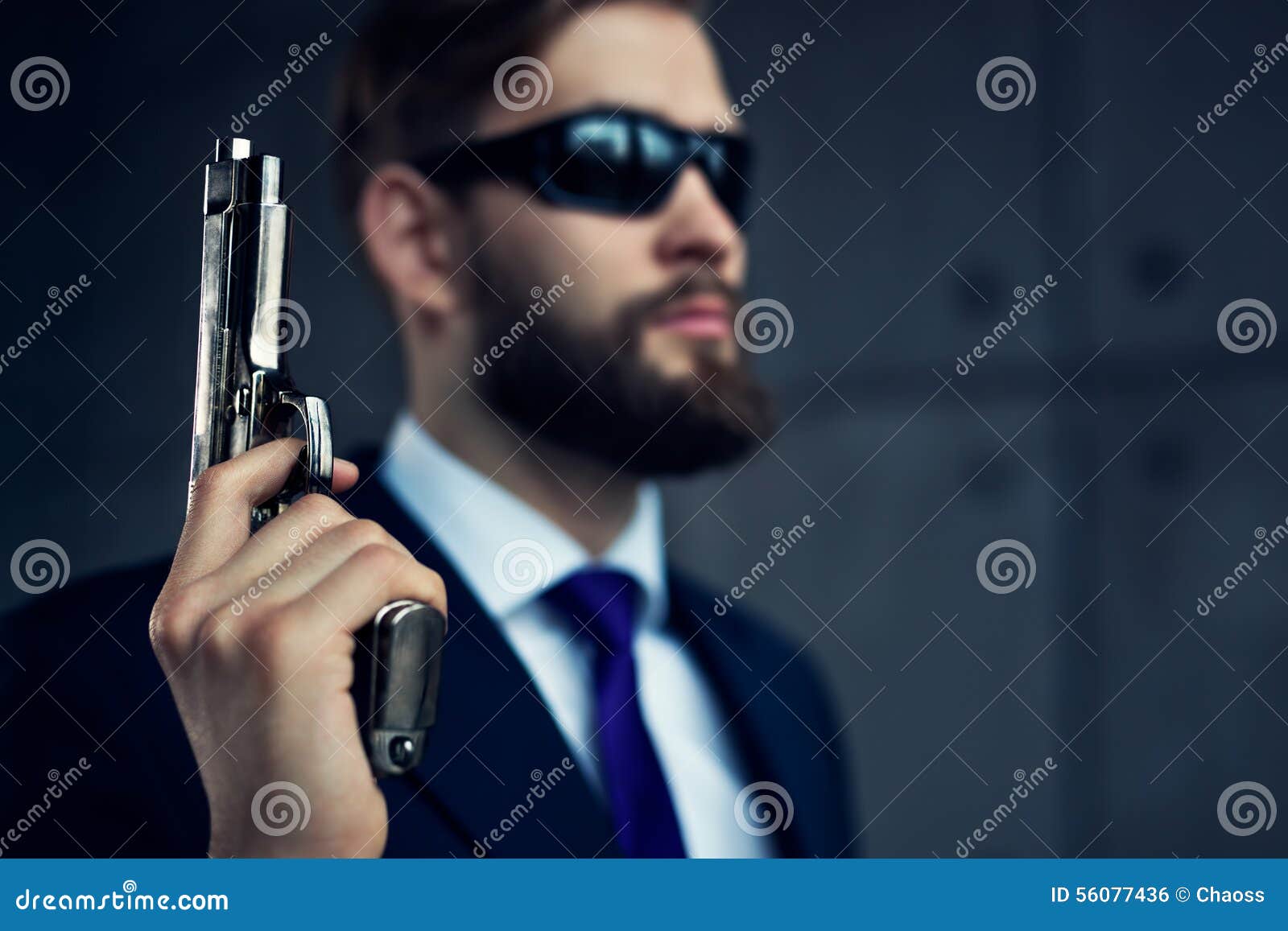 Danger man with gun stock photo. Image of beard, european - 56077436