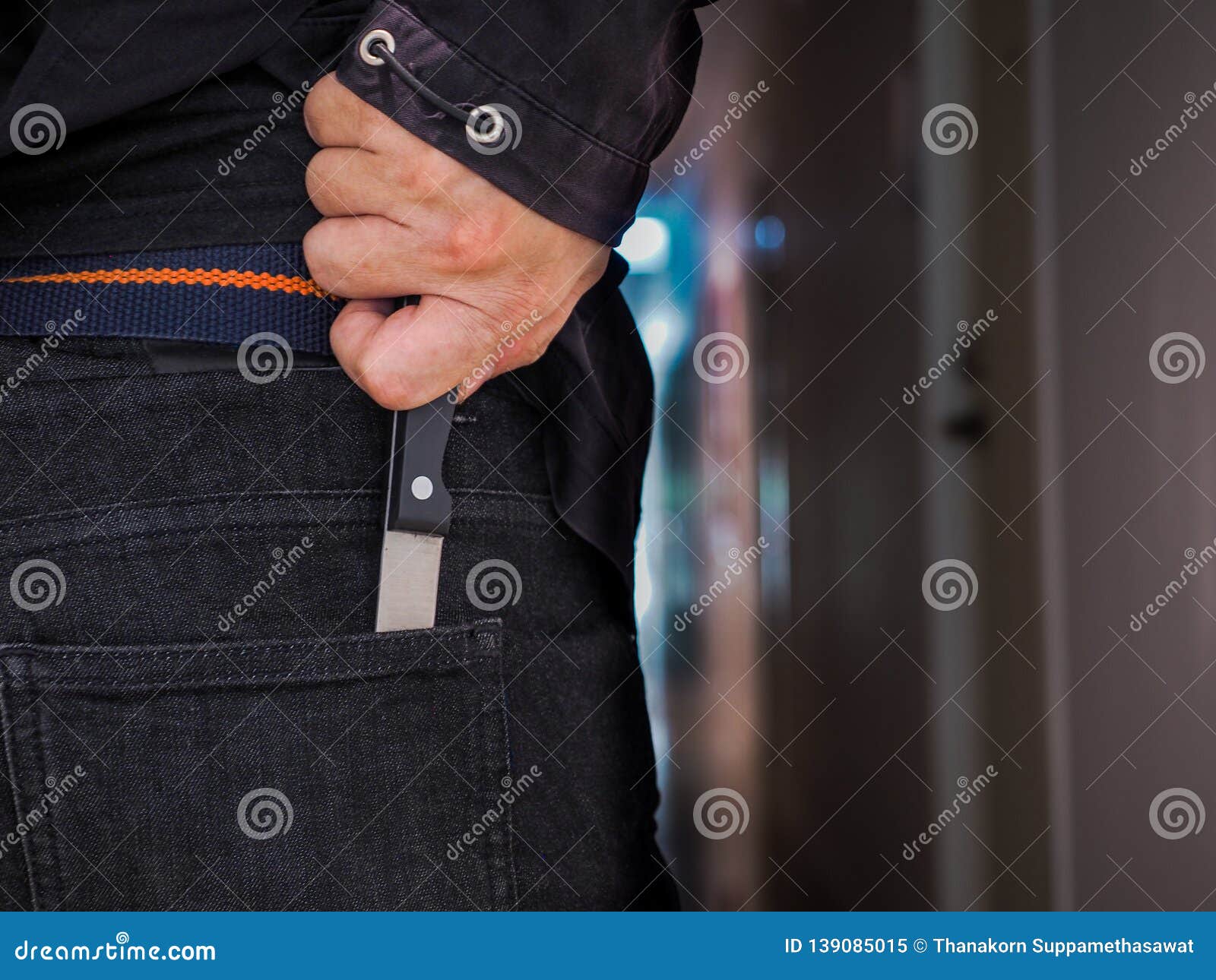 Danger Man with a Knife Behind the Back Stock Image - Image of ...