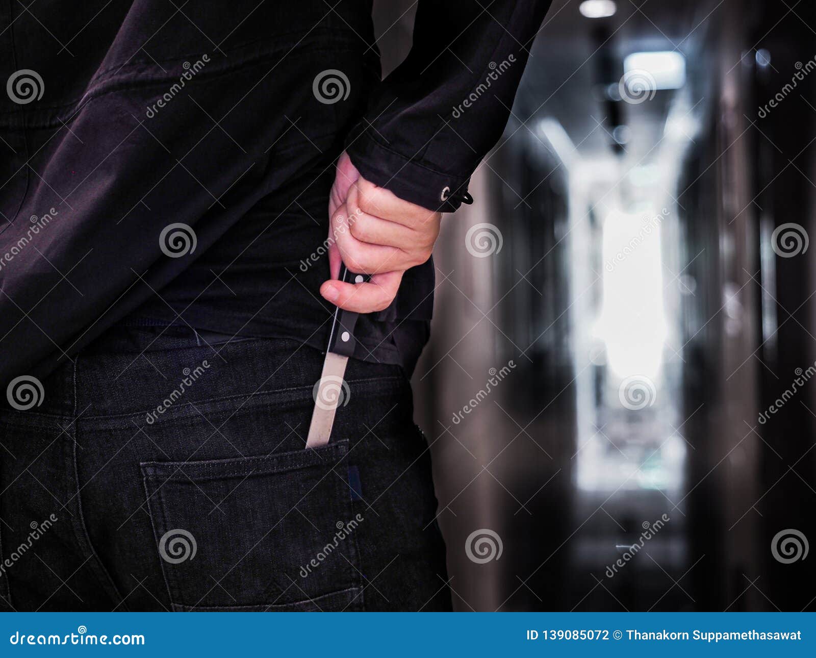 Danger Man with a Knife Behind the Back Stock Photo - Image of bandit ...