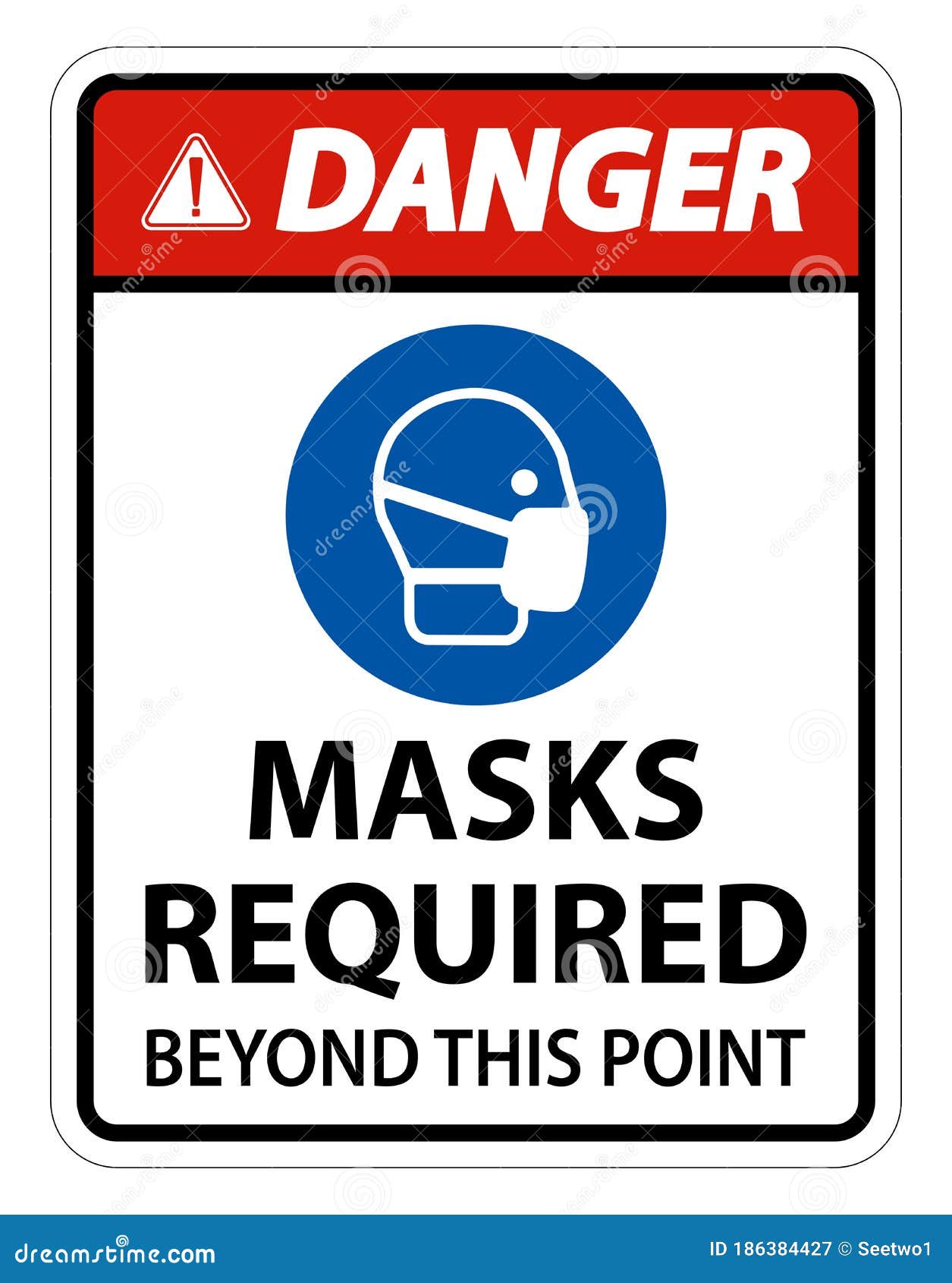 Danger Masks Required Beyond this Point Sign Isolate on White ...