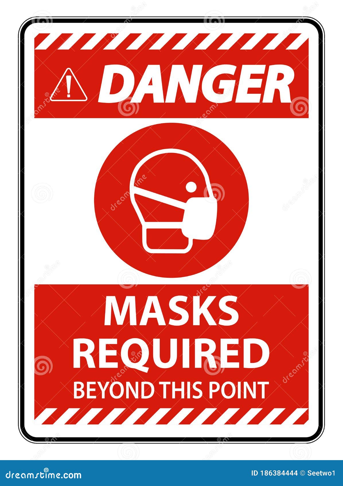 Danger Masks Required Beyond this Point Sign Isolate on White ...